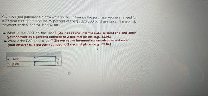 Solved You have Just purchased a new warehouse. To finance | Chegg.com