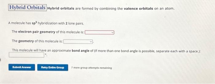 Solved Hybrid orbitals are formed by combining the valence | Chegg.com