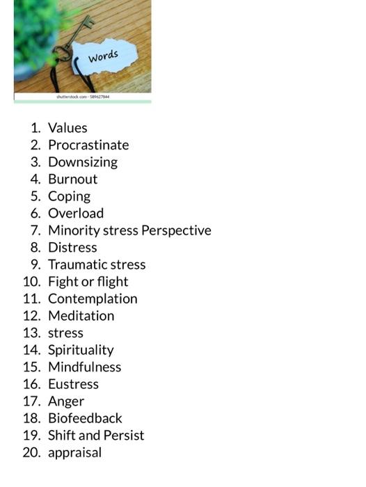 Solved Chapter 3 Key Terms Managing stress and | Chegg.com