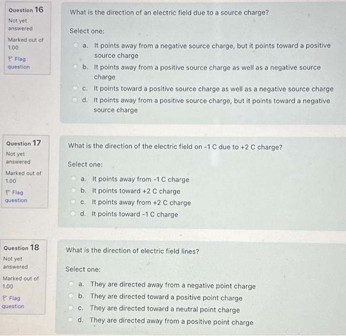 Solved What is the direction of an electric field due to a | Chegg.com