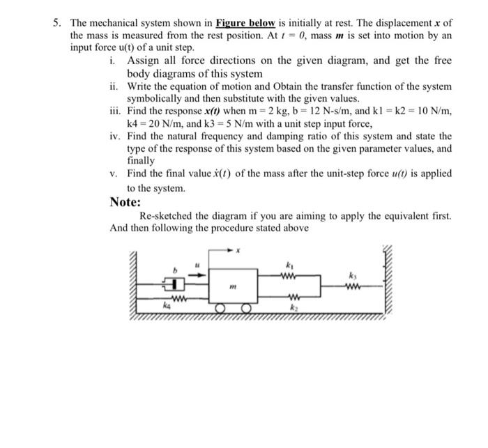 The mechanical system shown in Figure below is | Chegg.com