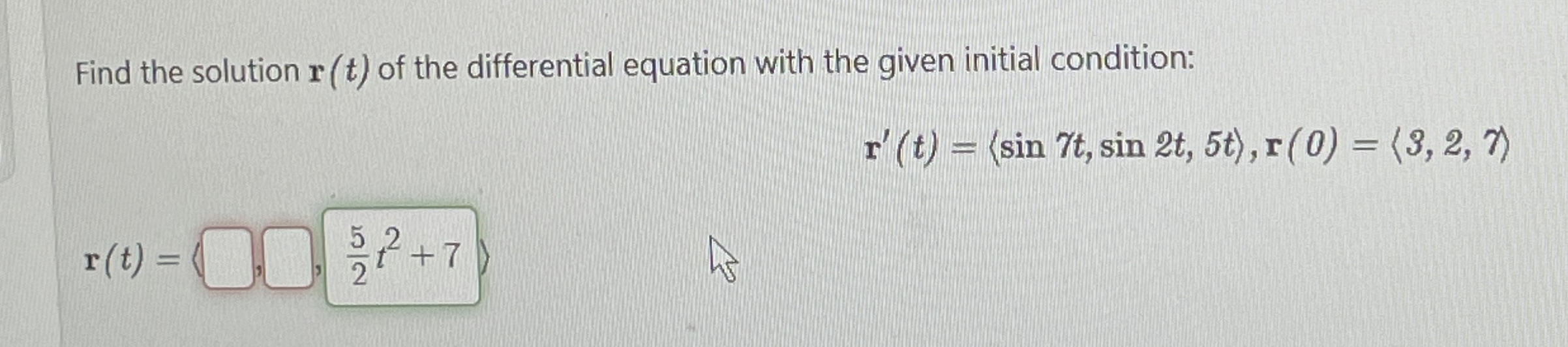 Solved Find the solution r(t) ﻿of the differential equation | Chegg.com