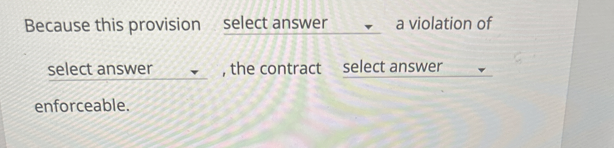 Solved Because this provision select answer a violation of | Chegg.com