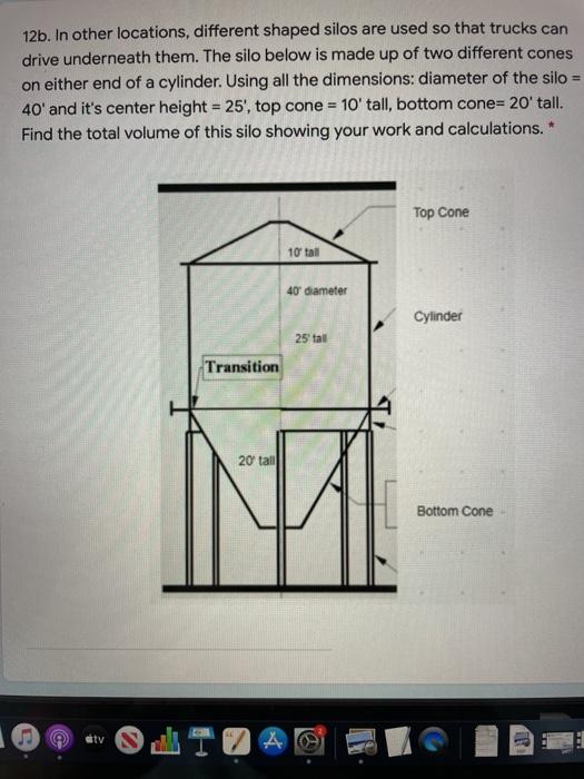 Solved Volume of a Cone: - Volume of a Prism: V-Bh Volume of | Chegg.com