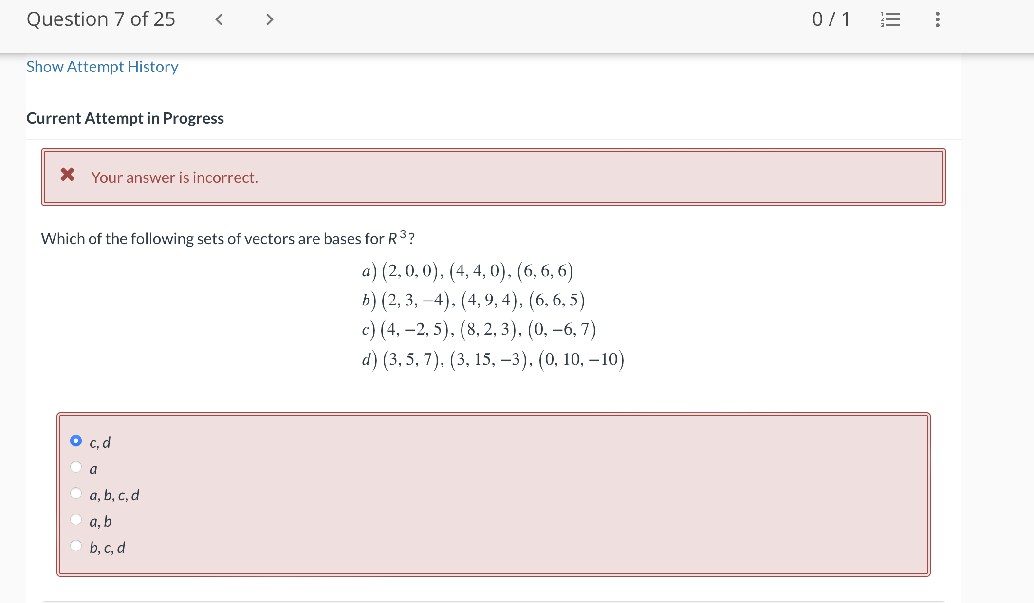 Solved Question 7 ﻿of 2501Show Attempt HistoryCurrent | Chegg.com