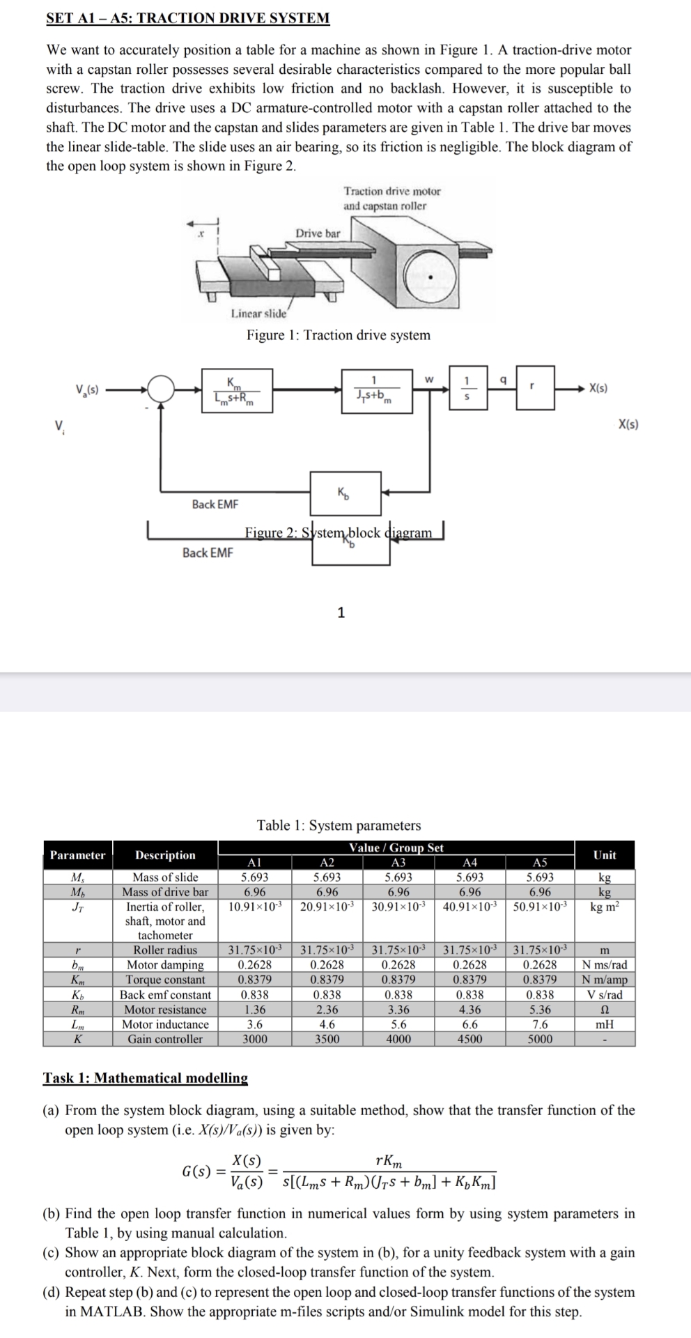 Solved SET A1 - ﻿A5: TRACTION DRIVE SYSTEMWe want to | Chegg.com