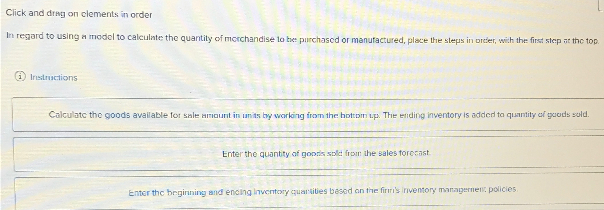 Solved Click and drag on elements in orderIn regard to using | Chegg.com