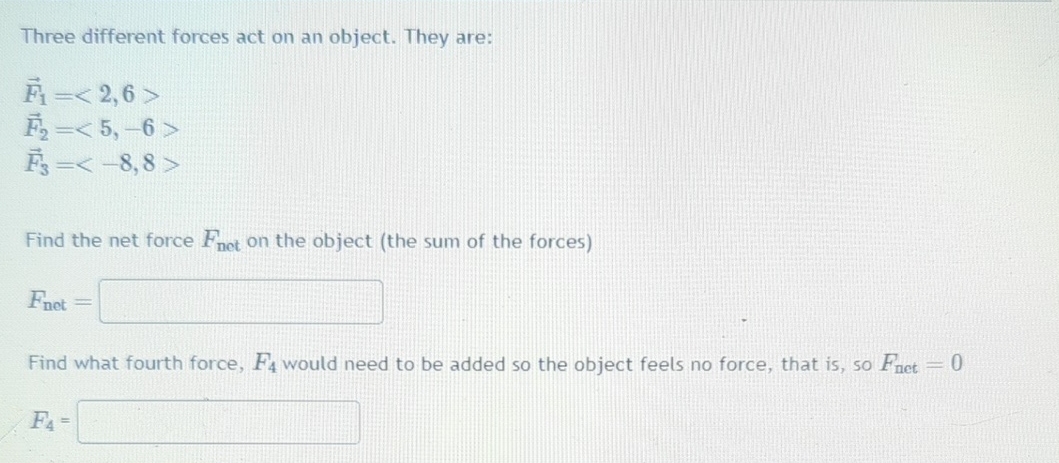 Solved Three different forces act on an object. They | Chegg.com