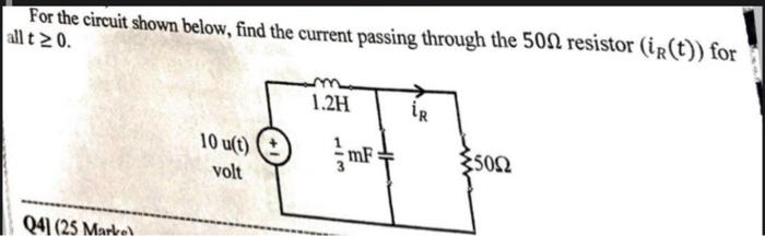 Solved For the circuit shown below, find the current passing | Chegg.com