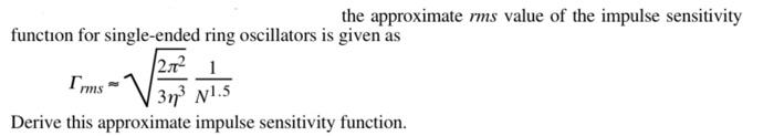 Solved the approximate rms value of the impulse sensitivity | Chegg.com