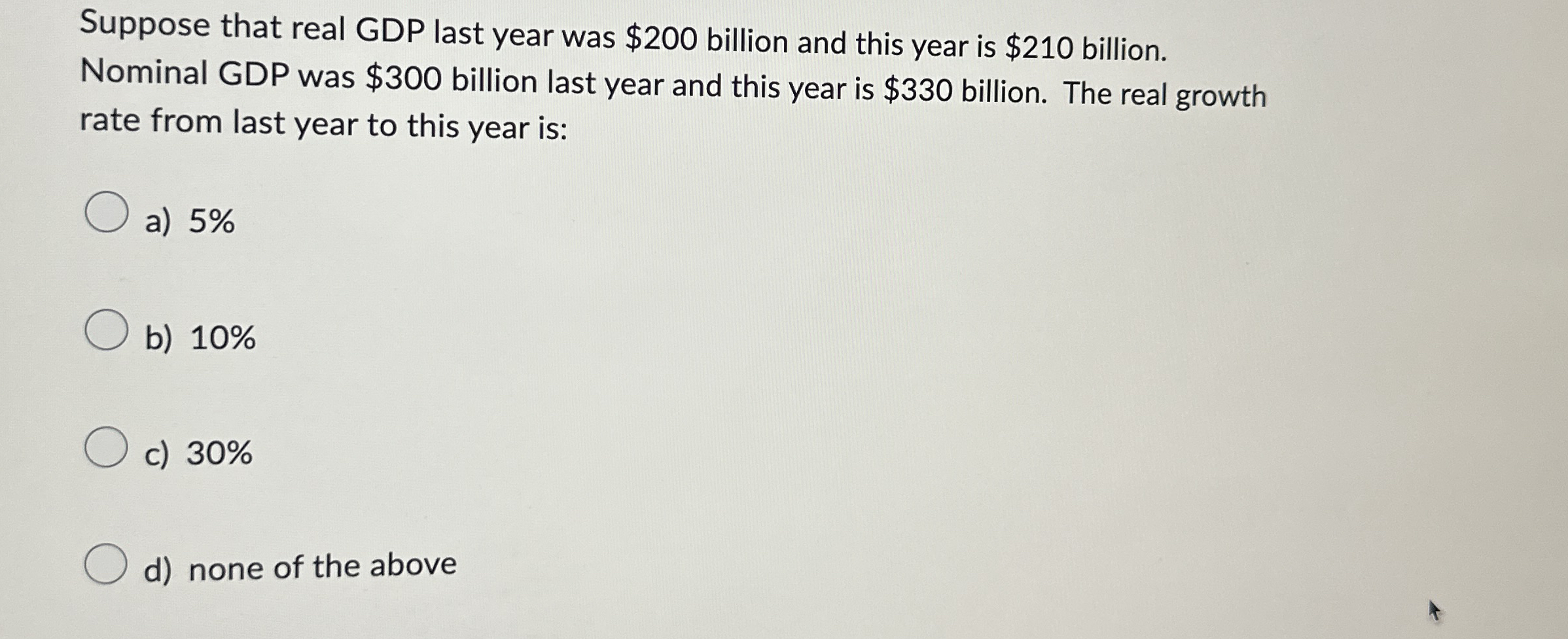 Solved Suppose that real GDP last year was $200 ﻿billion and | Chegg.com