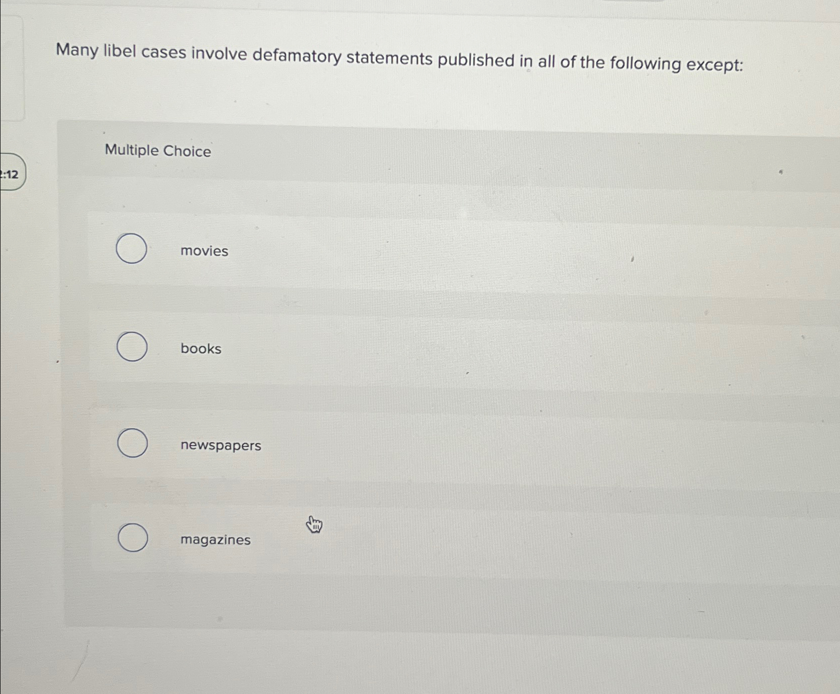 Solved Many libel cases involve defamatory statements | Chegg.com