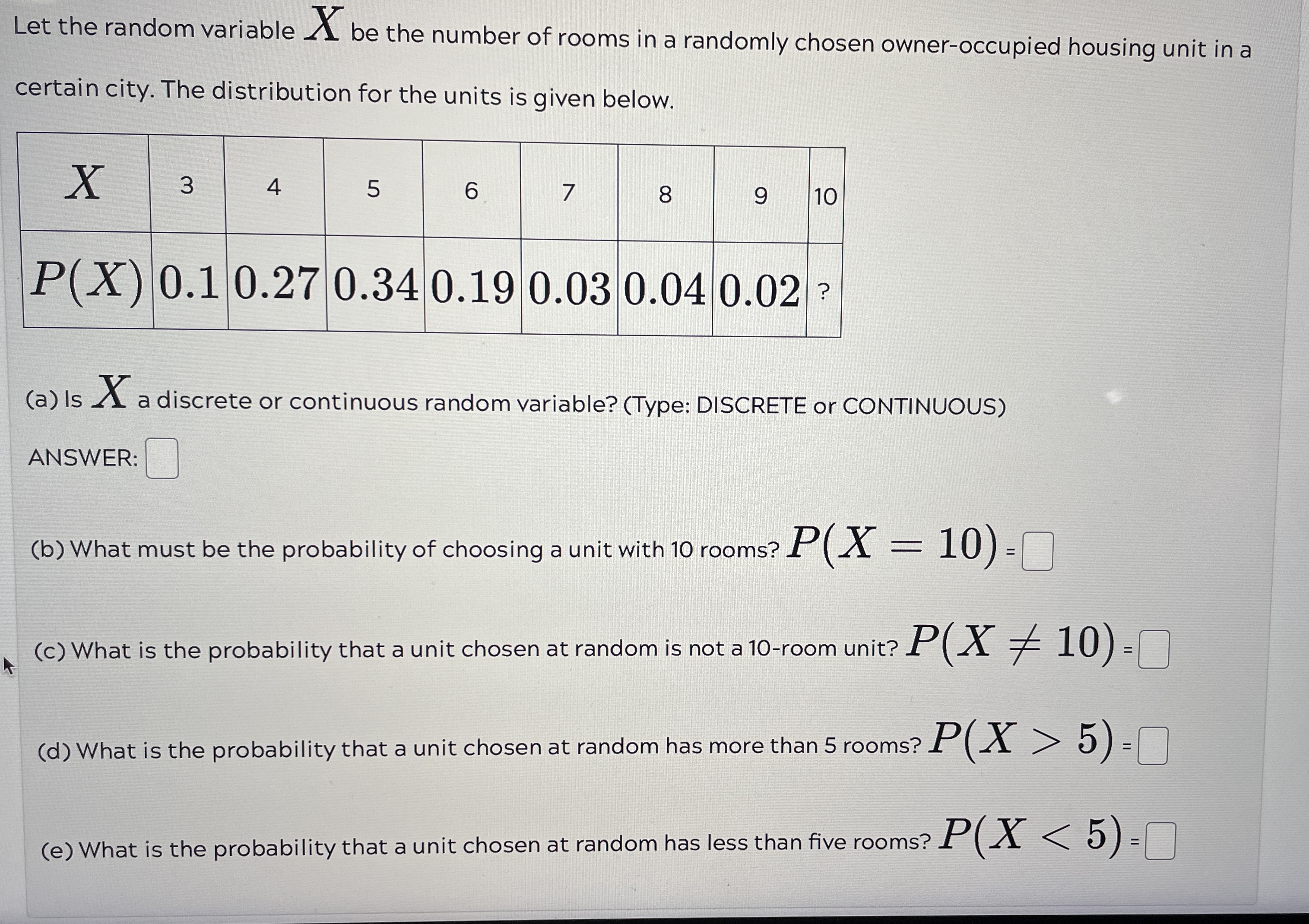 Solved Let the random variable x ﻿be the number of rooms in | Chegg.com