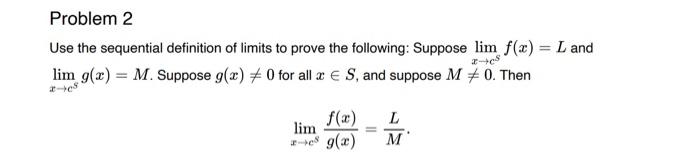 Solved Use the sequential definition of limits to prove the | Chegg.com