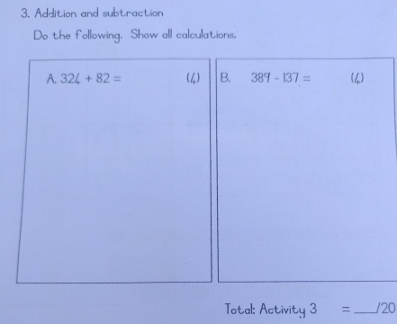 Solved Addition and subtractionDo the following. Show all | Chegg.com