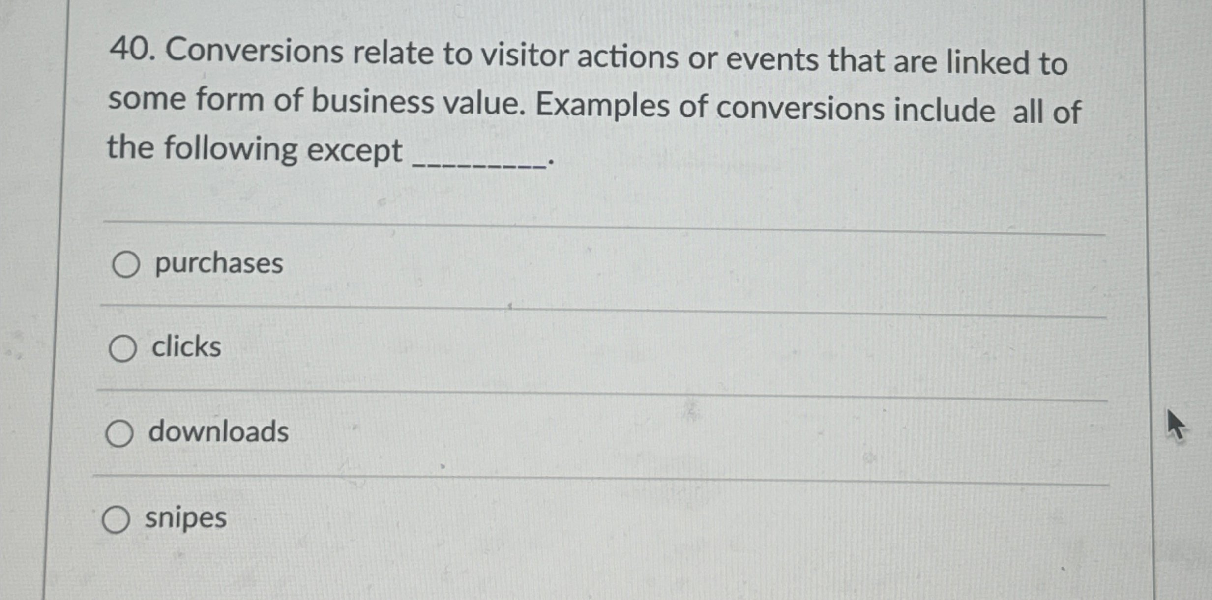 Solved Conversions relate to visitor actions or events that | Chegg.com