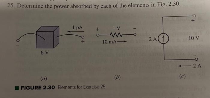 Solved 25. Determine the power absorbed by each of the | Chegg.com