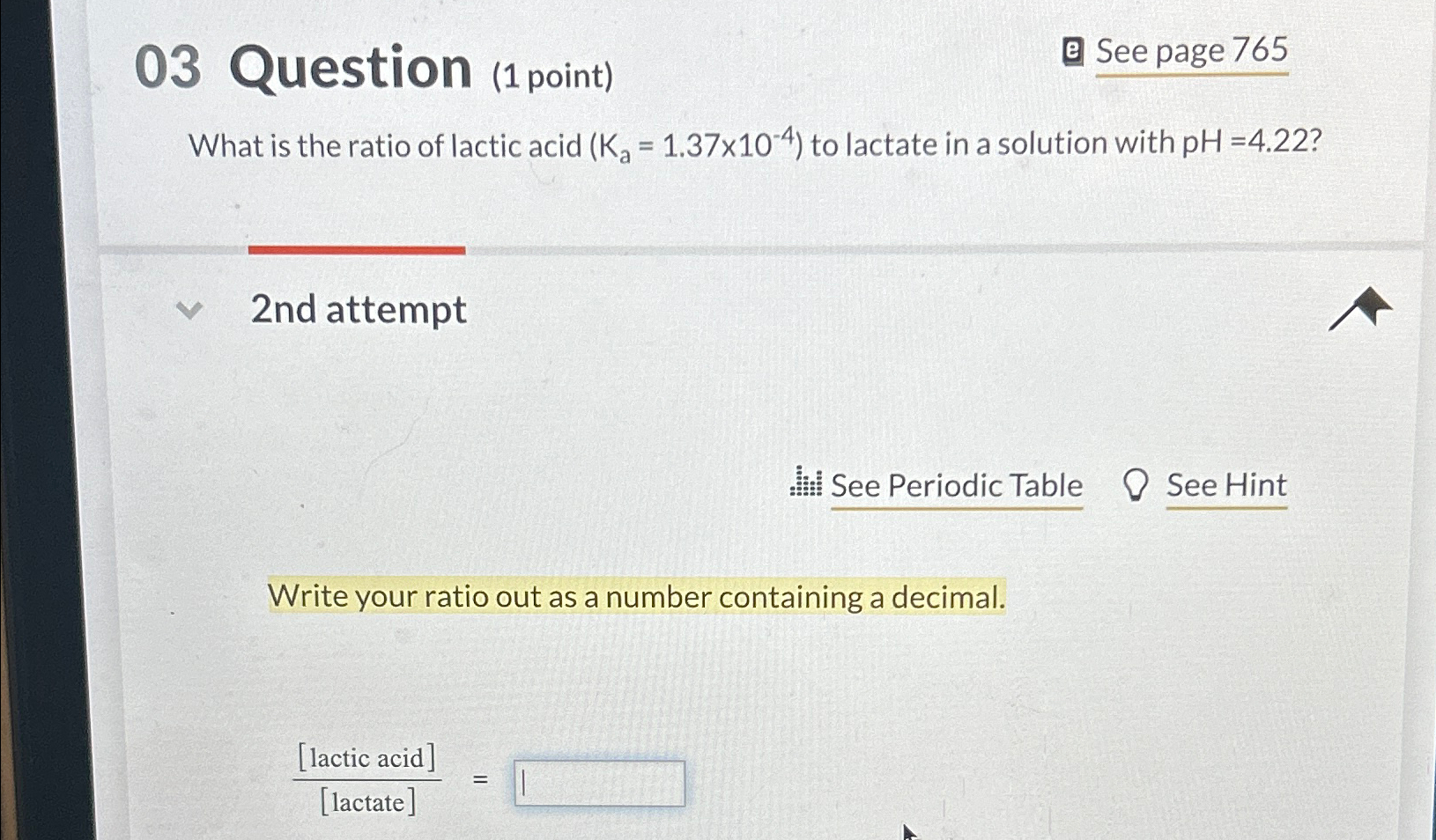Solved 03 ﻿Question (1 ﻿point)See page 765What is the ratio | Chegg.com
