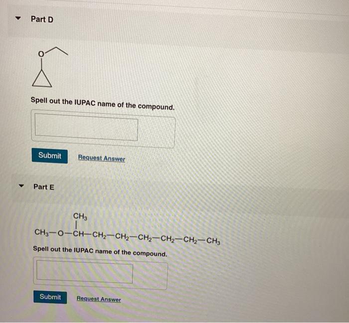 Solved Spell out the IUPAC name of the compound. Part E | Chegg.com