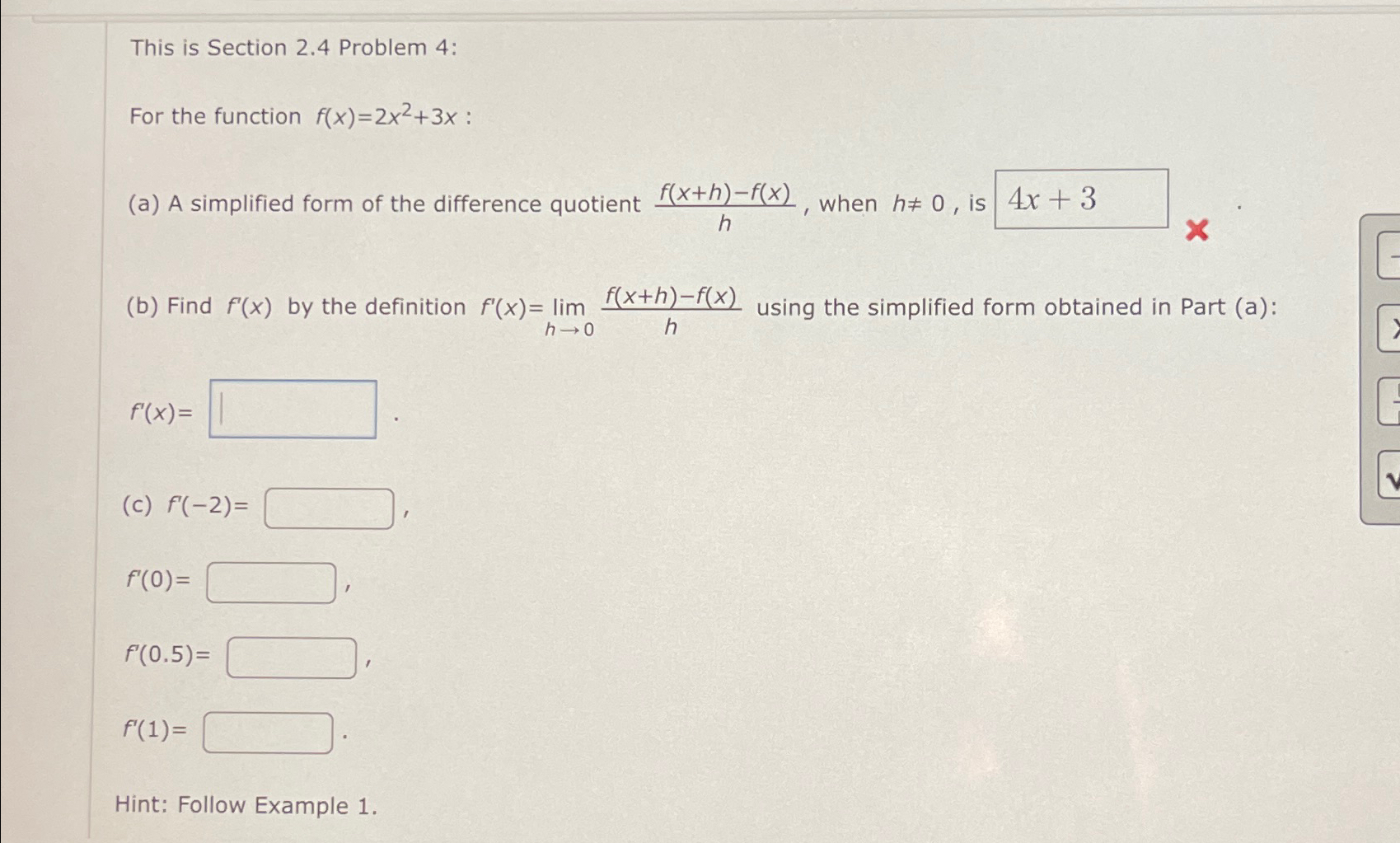 Solved This is Section 2.4 ﻿Problem 4:For the function | Chegg.com