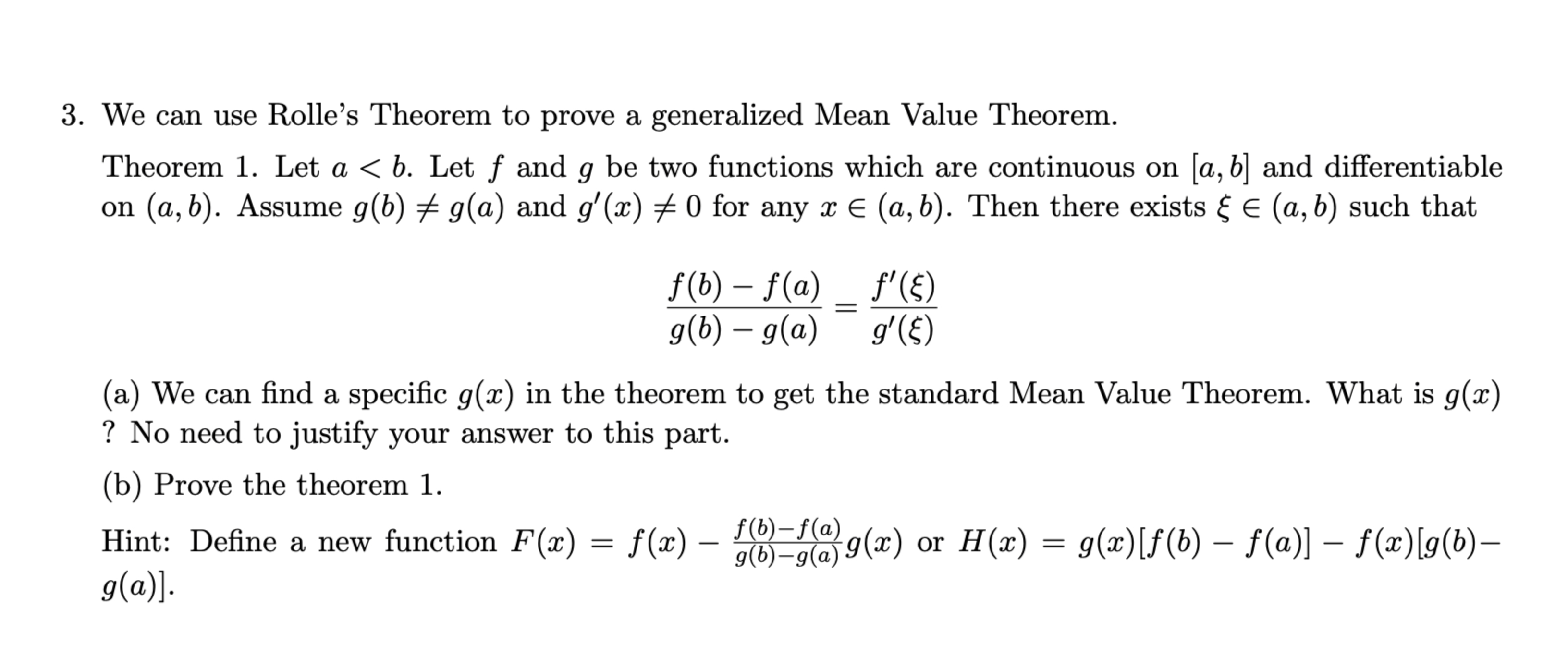 Solved We can use Rolle's Theorem to prove a generalized | Chegg.com