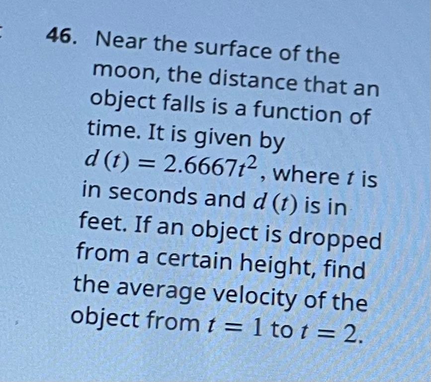 Solved Near the surface of the moon, the distance that an | Chegg.com