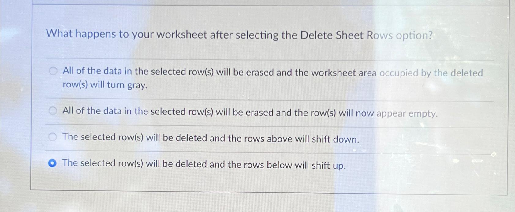 Solved What happens to your worksheet after selecting the | Chegg.com