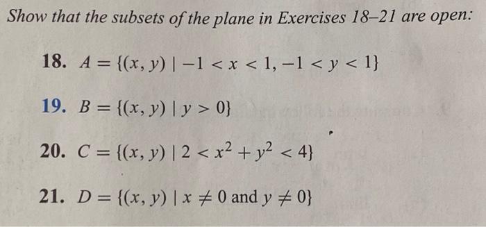 Solved Show that the subsets of the plane in Exercises 18-21 | Chegg.com