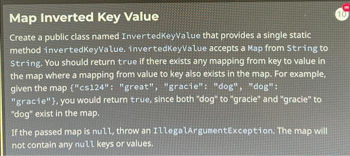 Solved Map Inverted Key Value Create a public class named | Chegg.com