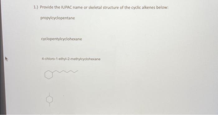 Solved 1.) Provide the IUPAC name or skeletal structure of | Chegg.com