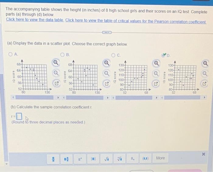 Solved The accompanying table shows the height (in inches) | Chegg.com