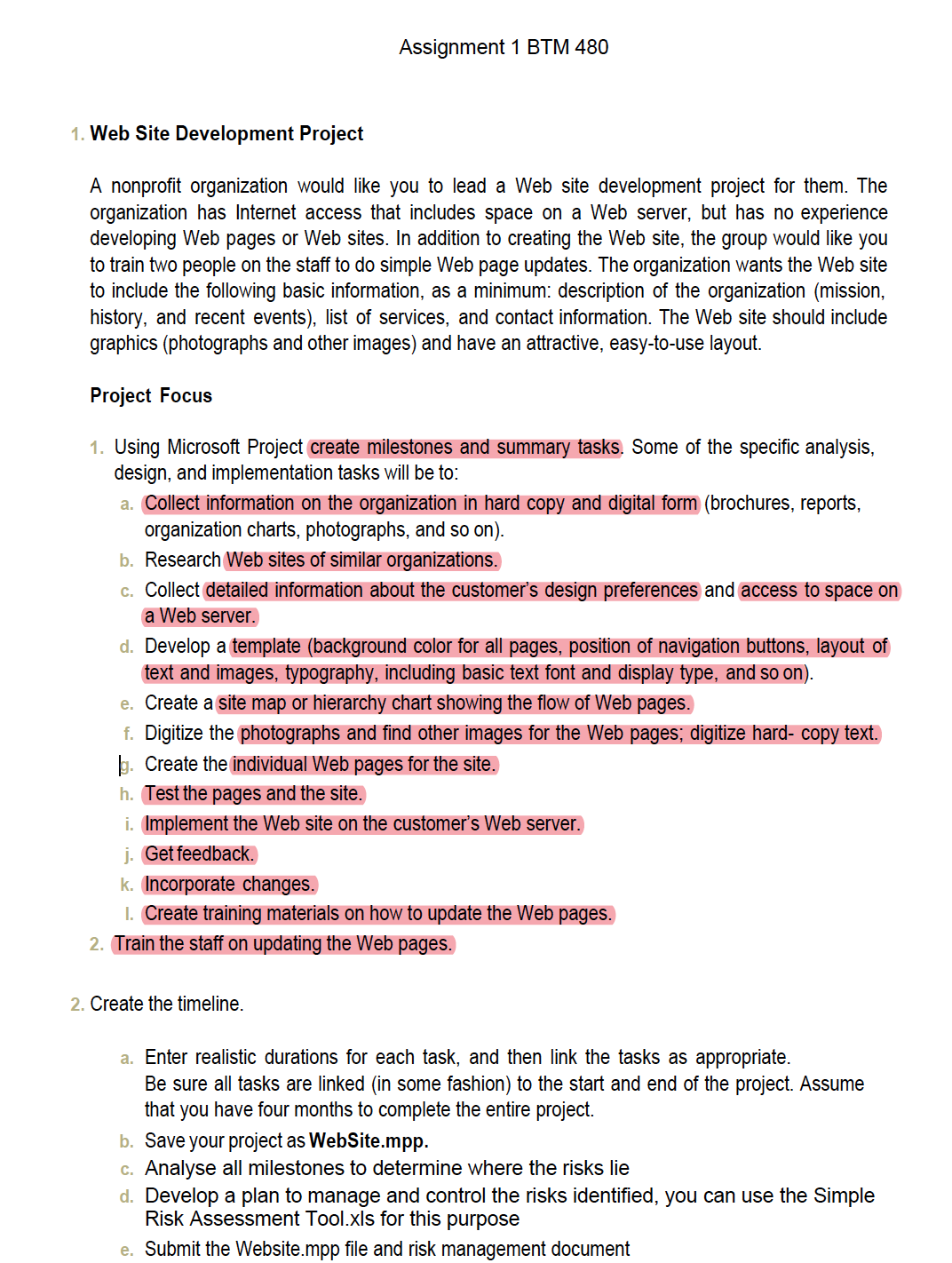 Solved Assignment 1 ﻿BTM 480Web Site Development ProjectA | Chegg.com