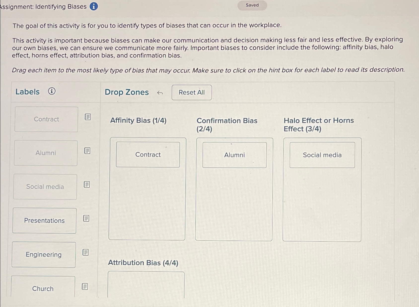 Solved Assignment: Identifying Biases (i)The goal of this | Chegg.com