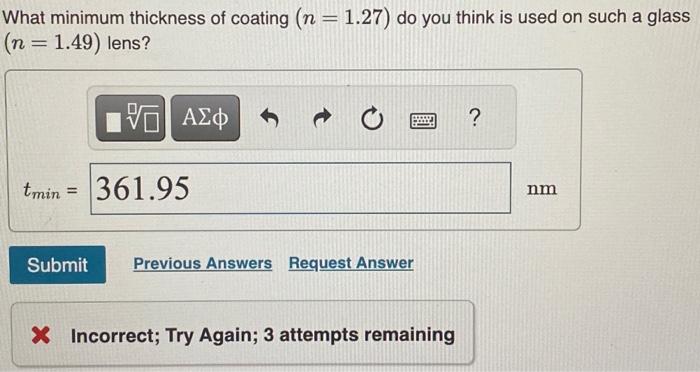 Solved A lens appears greenish yellow (λ=570 nm is | Chegg.com
