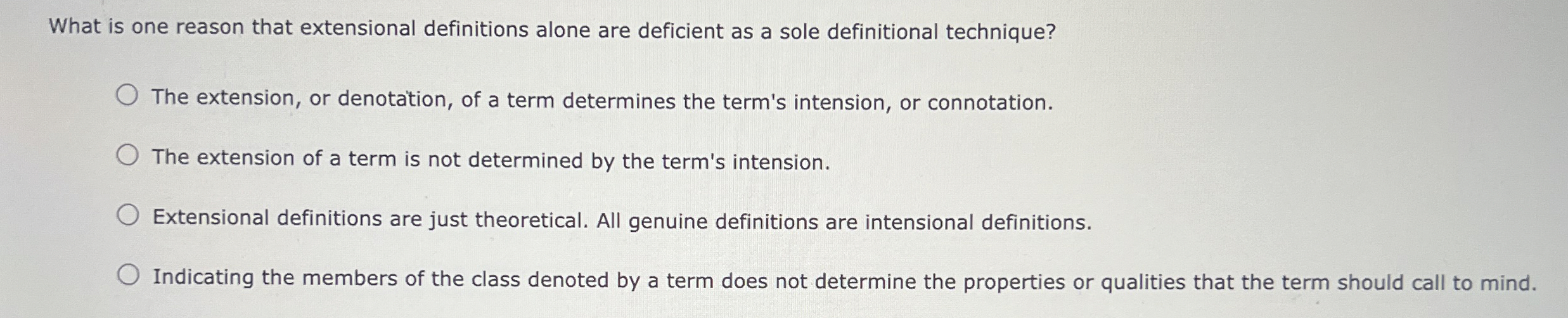 Solved What is one reason that extensional definitions alone | Chegg.com