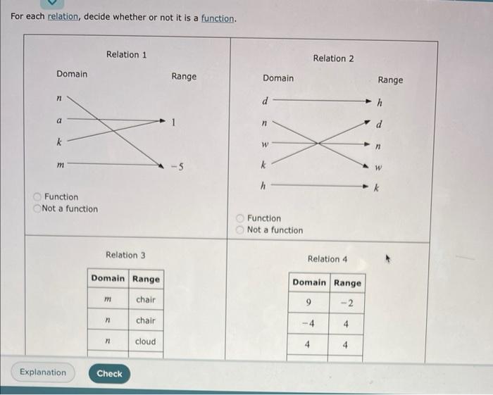 Solved For each relation, decide whether or not it is a | Chegg.com