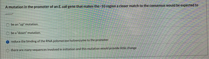 Solved A mutation in the promoter of an E.coll gene that | Chegg.com