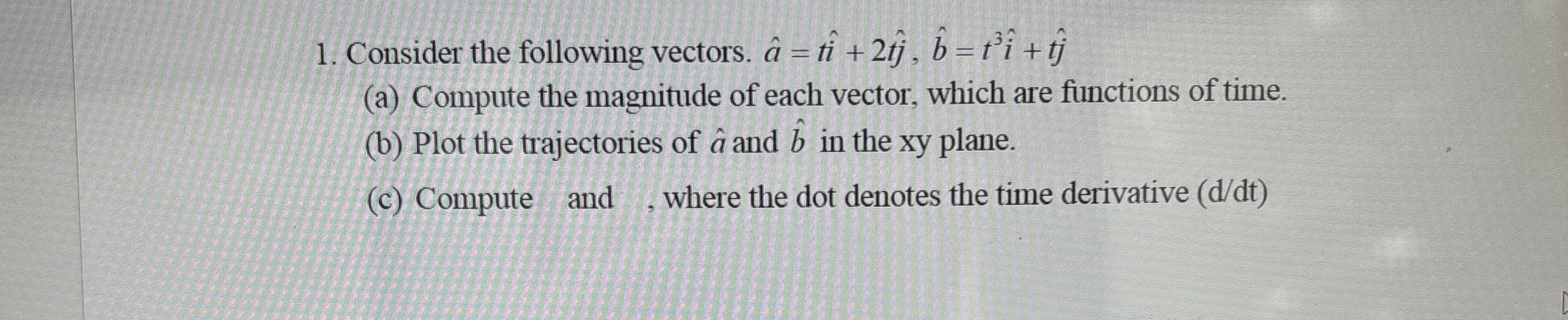 Solved Consider the following vectors. | Chegg.com