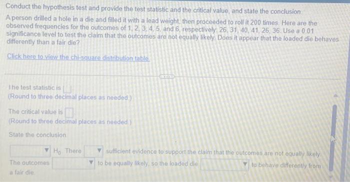 Solved Conduct the hypothesis test and provide the test | Chegg.com