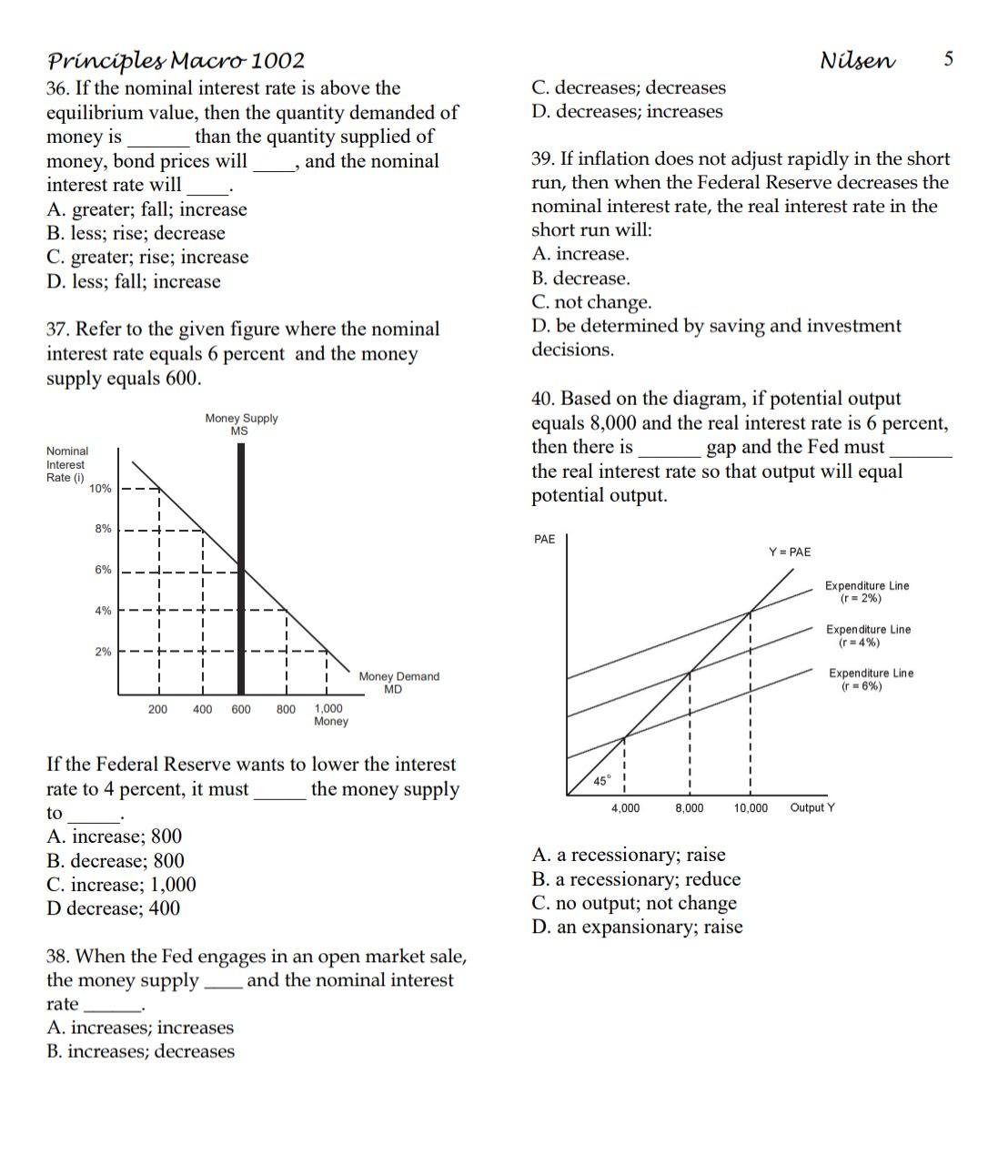 Solved Principles Macro 100236. ﻿If the nominal interest | Chegg.com