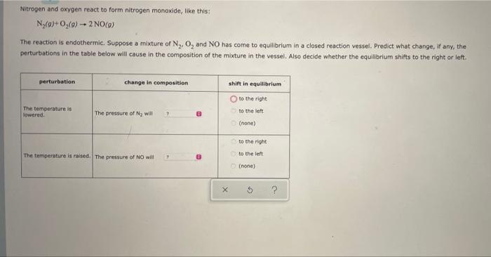Solved Nitrogen and oxygen react to form nitrogen monoxide, | Chegg.com
