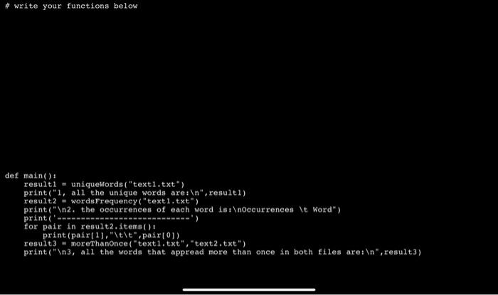 Solved 1. [4 marks] A function named uniqueWords that given | Chegg.com