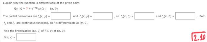 Solved Explain why the function is differentiable at the | Chegg.com