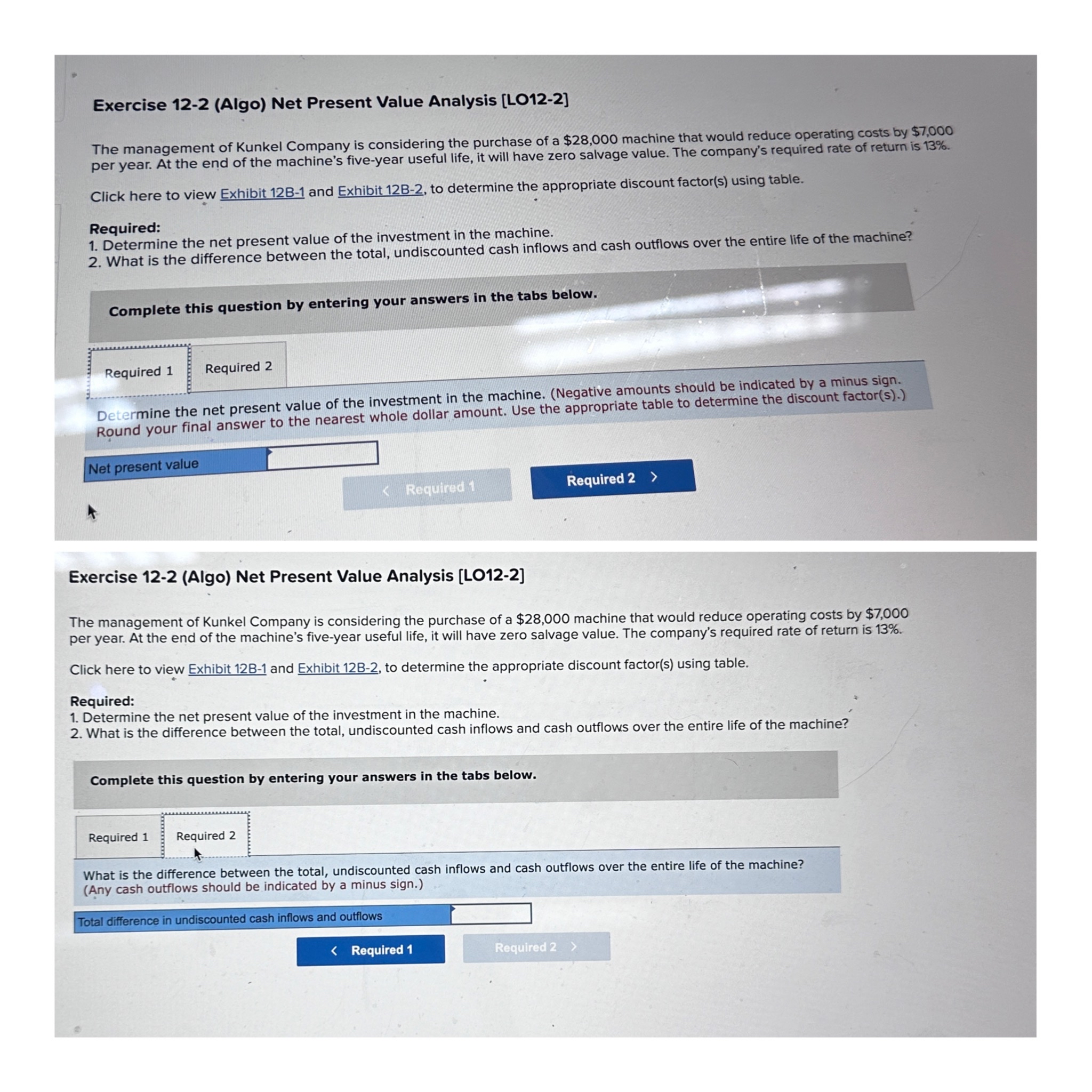 Solved Exercise 12-2 (Algo) ﻿Net Present Value Analysis | Chegg.com