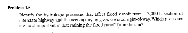 Solved Problem 1.5Identify the hydrologic processes that | Chegg.com