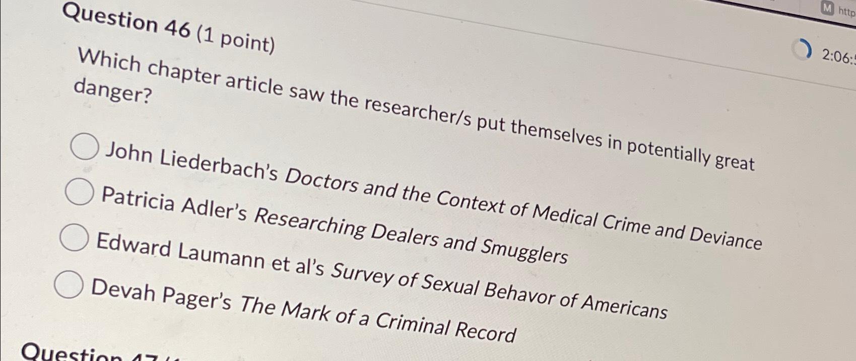 Solved Question 46 (1 ﻿point)Which chapter article saw the | Chegg.com