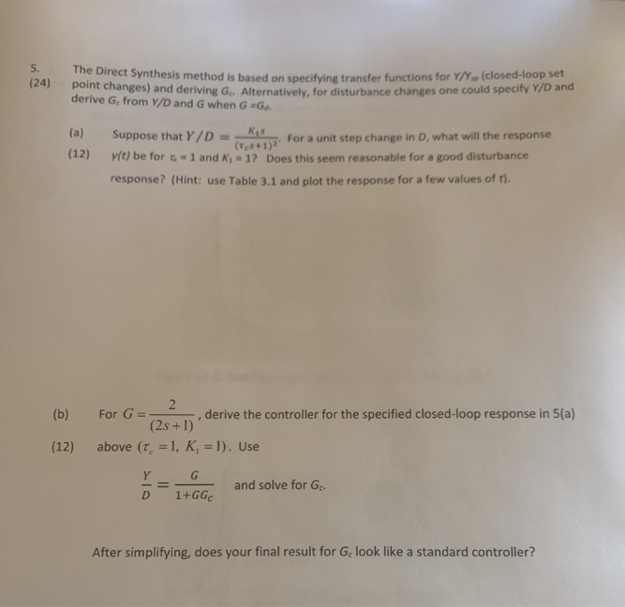 Solved 5. (24) The Direct Synthe e Direct Synthesis method | Chegg.com