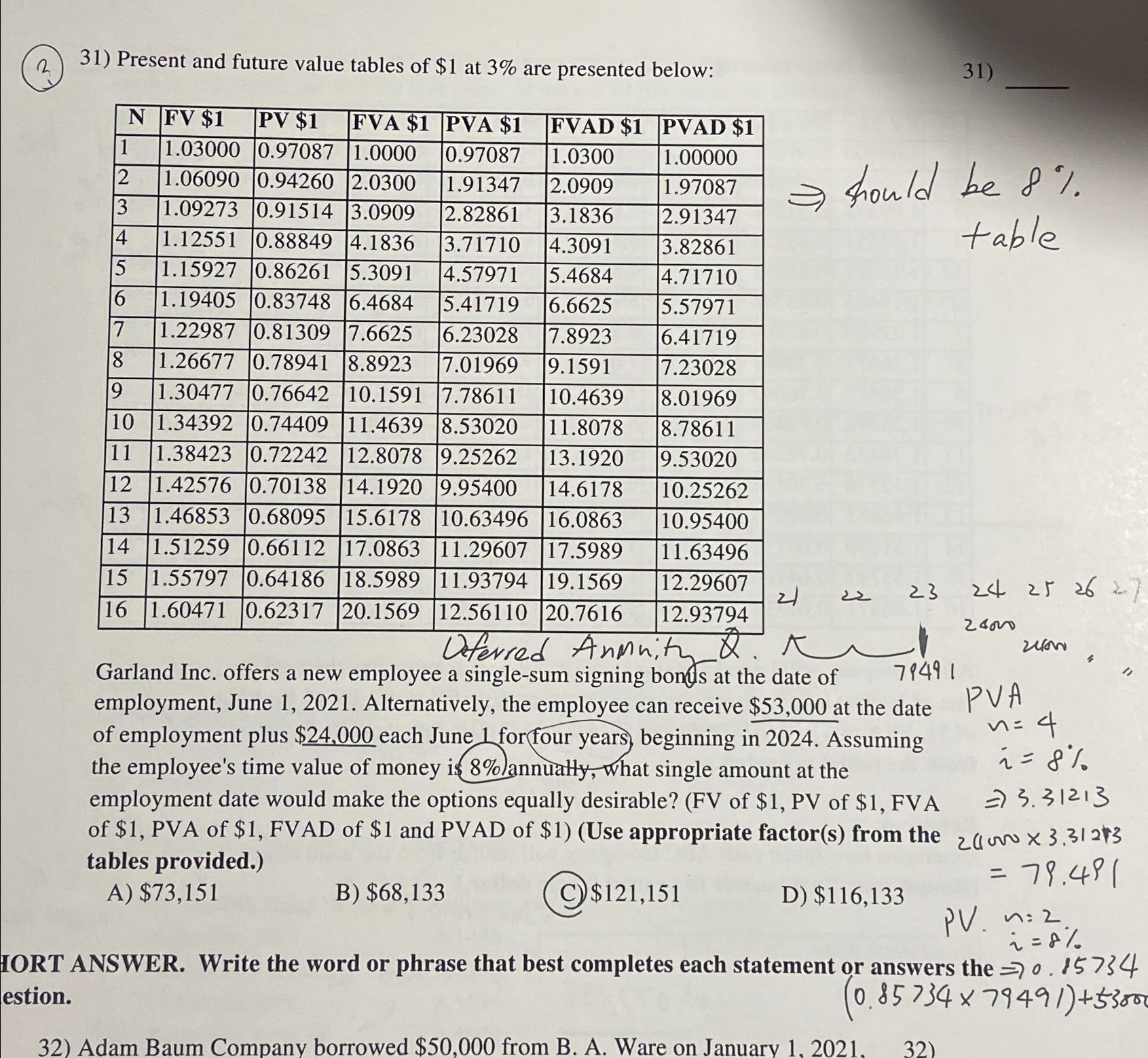 Solved (2.) 31) ﻿Present and future value tables of $1 ﻿at | Chegg.com
