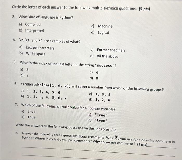 Solved 1. Circle T for True or F for False for the following | Chegg.com