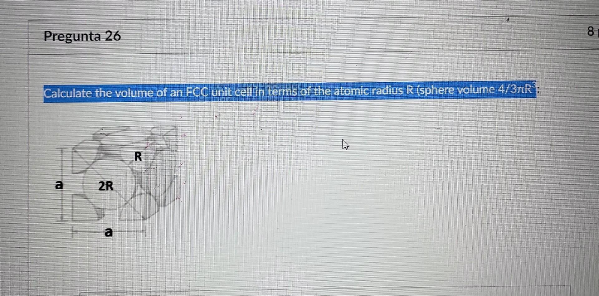 Solved Calculate the volume of an FCC unit cell in terms of | Chegg.com